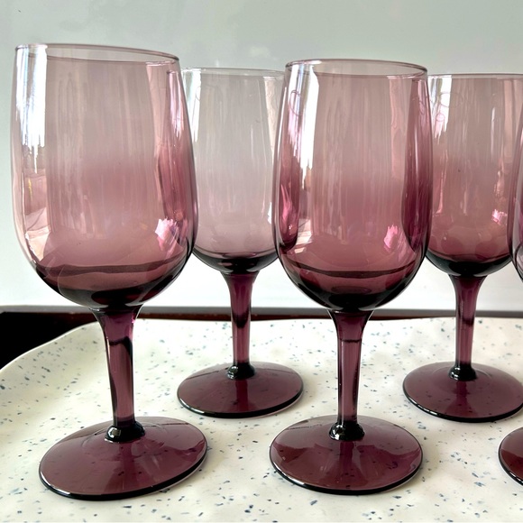 Dining | Retro Amethyst Wine Glasses Goblet Small Size 6in Set Of 4 ...